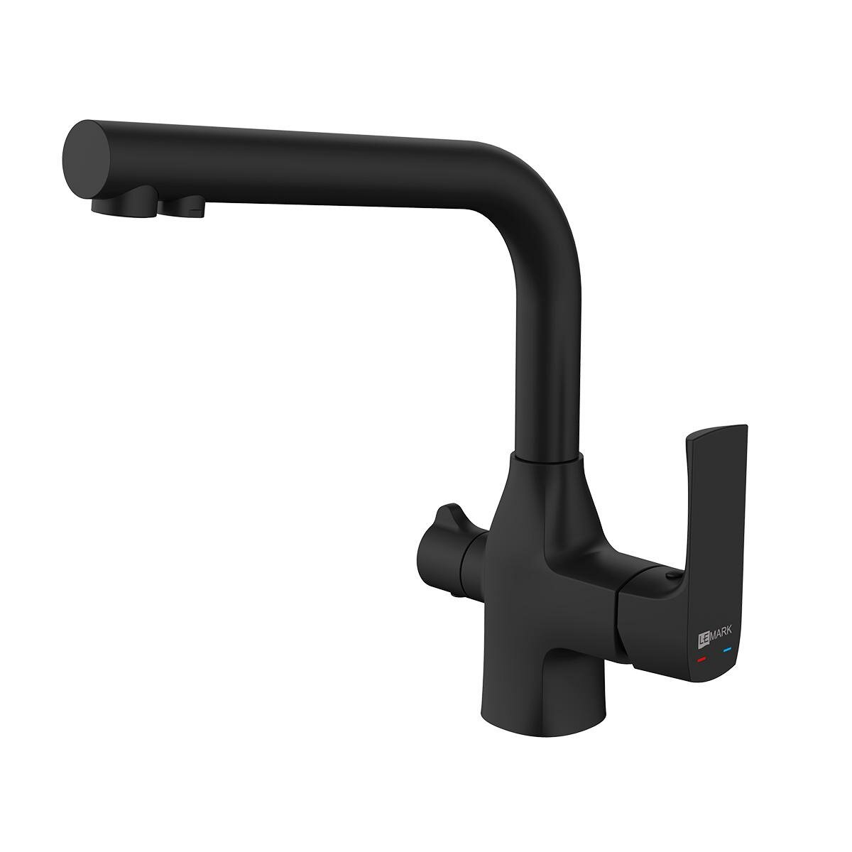 Смеситель для кухни Lemark Ursus LM7258BL черный матовый, с краном для питьевой воды, рычажный, латунь
