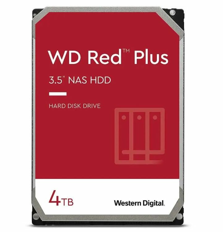 3.5" 4 ТБ Жесткий диск WD Red Plus WD40EFPX (WD40EFPX) - SATA3 6.0 Гбит/с, 5400 об/мин, кэш памяти - 256 МБ