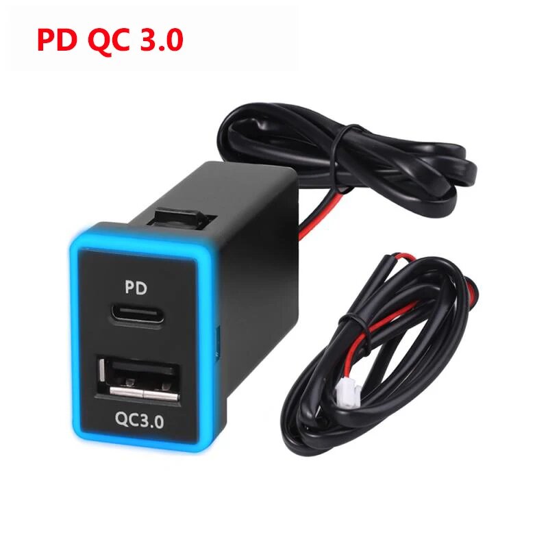 Зарядное устройство для телефона Toyota PD QC с двумя USB-разъемами для автомобильного зарядного устройства, адаптер питания 33x23 мм, быстрая зарядка 12 В/24 В, водонепроницаемый, PC QC 3.0