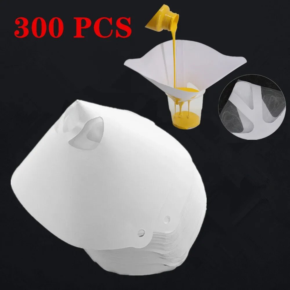 Воронка для краски, 50/100/200/300 шт, бумага фильтры очистки краски, краска, конические фильтры, сетчатый фильтр, конусный фильтр, 125 микрон, 300pcs