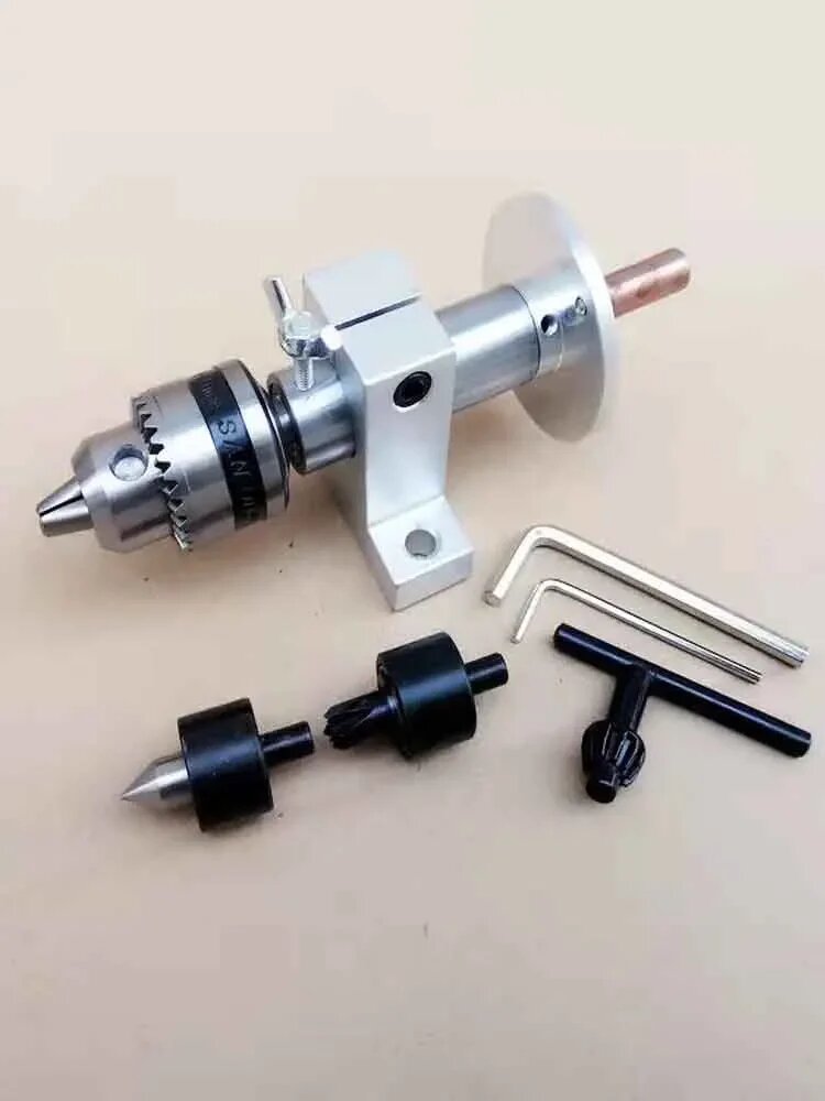 1 комплект, многофункциональная задняя бабка для сверления, живой центр, серебристый металл с когтем для мини-токарного станка, вращающийся центр, аксессуары «сделай сам», A