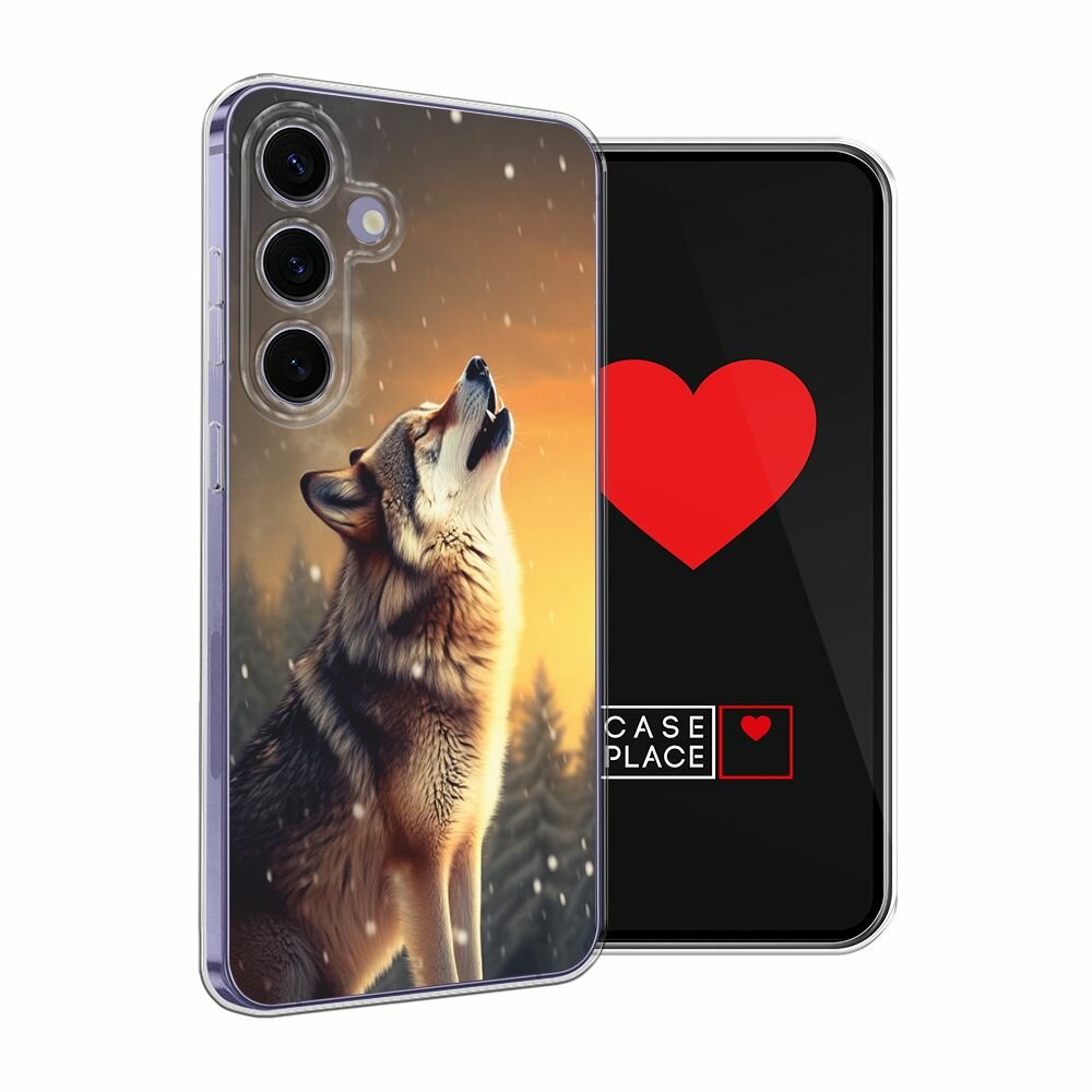 Чехол на Samsung Galaxy S24 Plus / Самсунг S24 Plus с принтом "Воющий волк" — фото 1