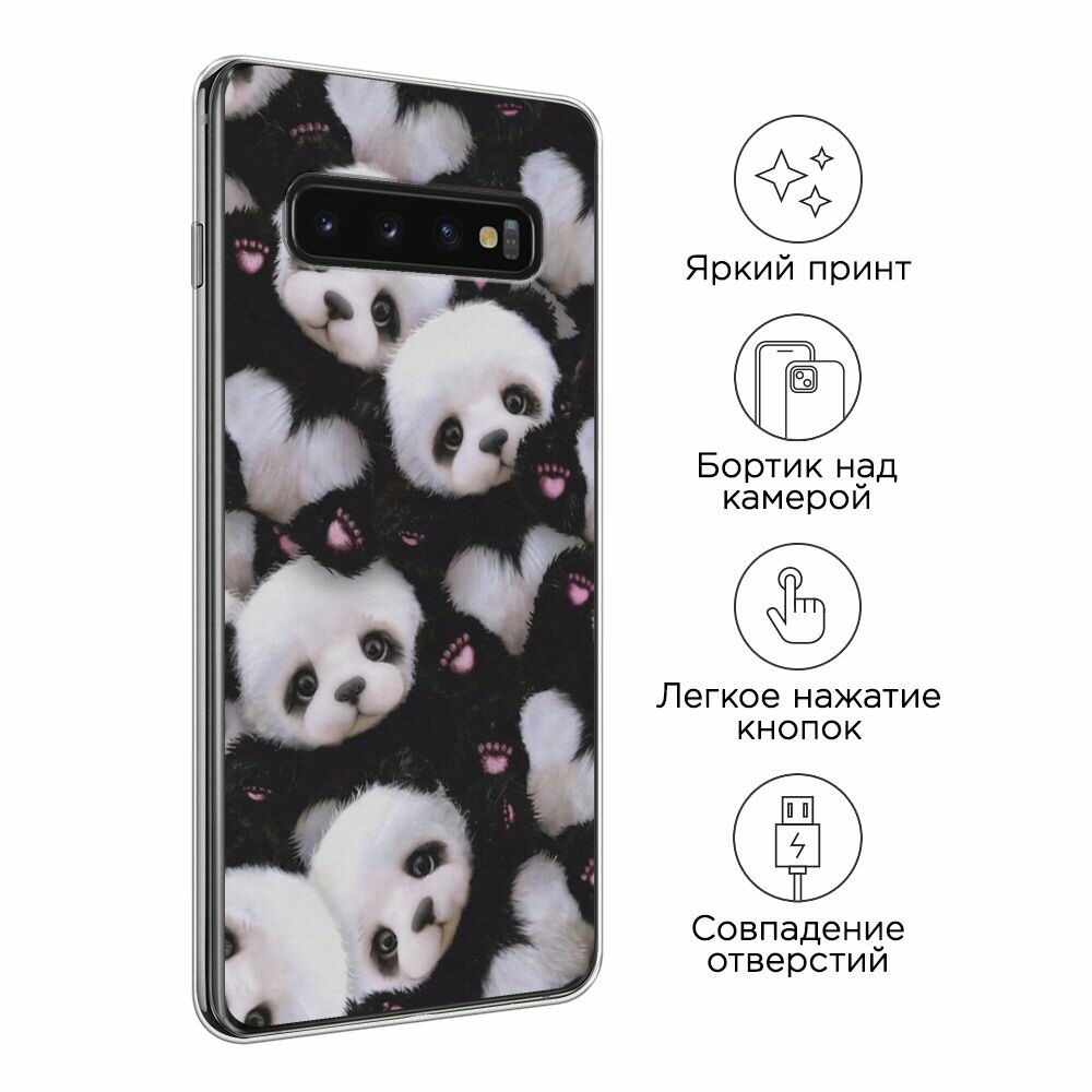Чехол на Samsung Galaxy S10 / Самсунг Галакси S10 с принтом "Море панд" — фото 1