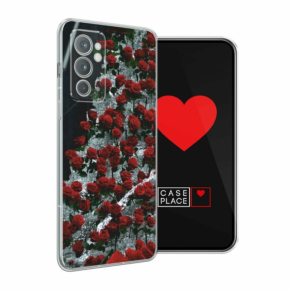 Чехол на OnePlus 9RT / ВанПлас 9RT с принтом Цветущие алые розы — фото 1