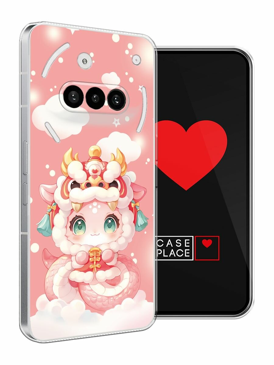 Чехол на Nothing Phone 3a / Нотинг Фон 3а с принтом Розовая китайская змейка 1 — фото 1