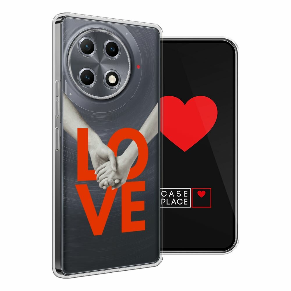 Чехол на Tecno Camon 30S / Текно Камон 30S с принтом "Love holding hands - 14 февраля", прозрачный — фото 1