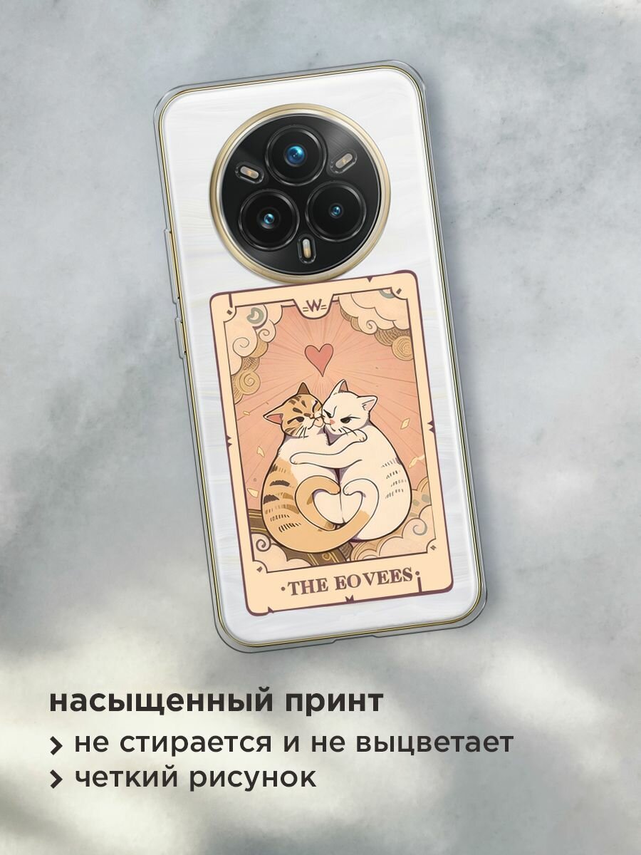 Чехол на Realme 14 Pro+ / Реалми 14 Про+ с принтом "The lovers cats 2 - 14 февраля", прозрачный — фото 1