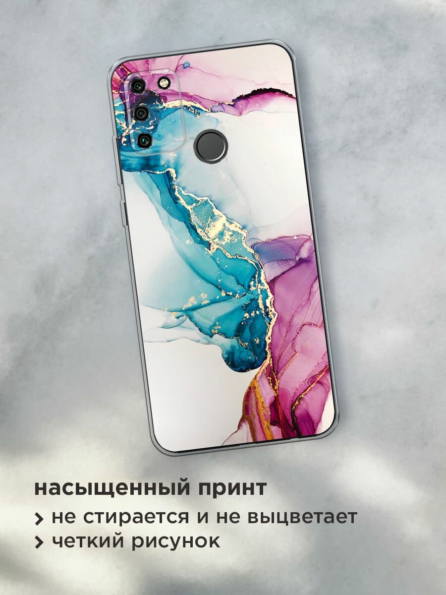 Чехол на Honor 9A / Хонор 9А с принтом "Розовые разводы рисунок" — фото 1