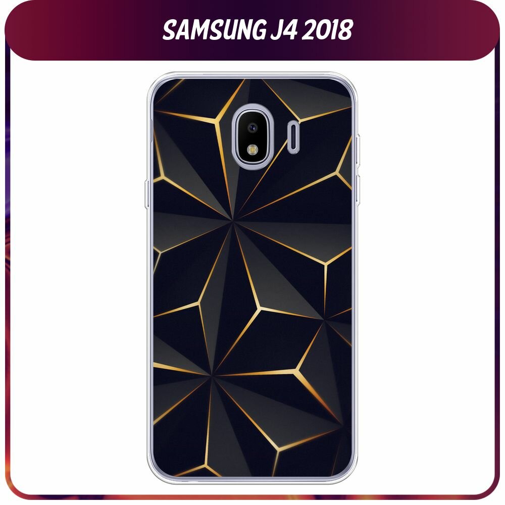 Чехол на Samsung Galaxy J4 / Самсунг Галакси Джей 4 с принтом "Черные полигоны"