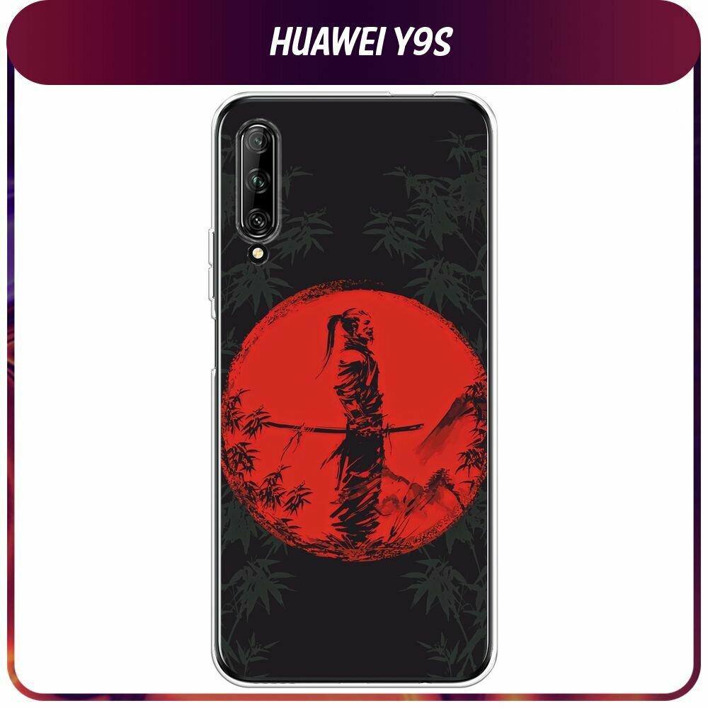 Чехол на Huawei Y9s / Хуавей Y9s с принтом "Самурай на красном фоне"
