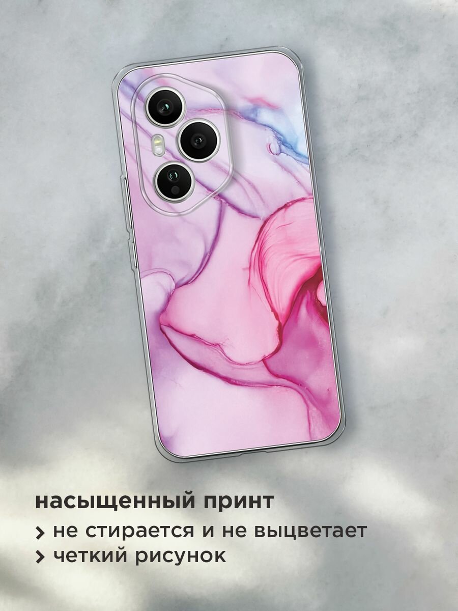 Чехол на Honor 400 Pro / Хонор 400 Про с принтом "Розовые мраморные разводы" — фото 1