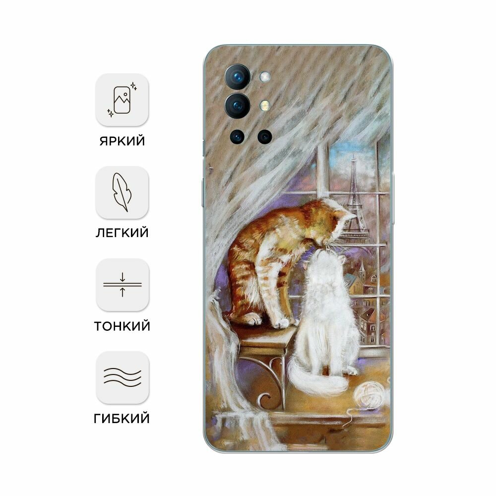 Чехол на OnePlus 9R / ВанПлас 9R с принтом "Влюбленные котики 1" — фото 1