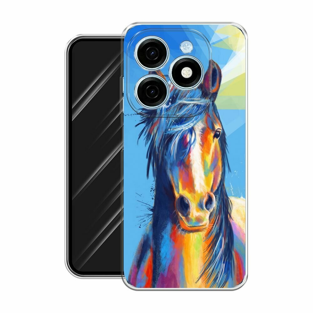 Чехол на Tecno Spark 20 / Текно Спарк 20 с принтом "Лошадь арт 3" — фото 1