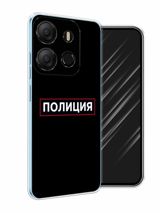 Силиконовый чехол на Tecno Pop 7 / Текно Поп 7 с принтом "Police logo"