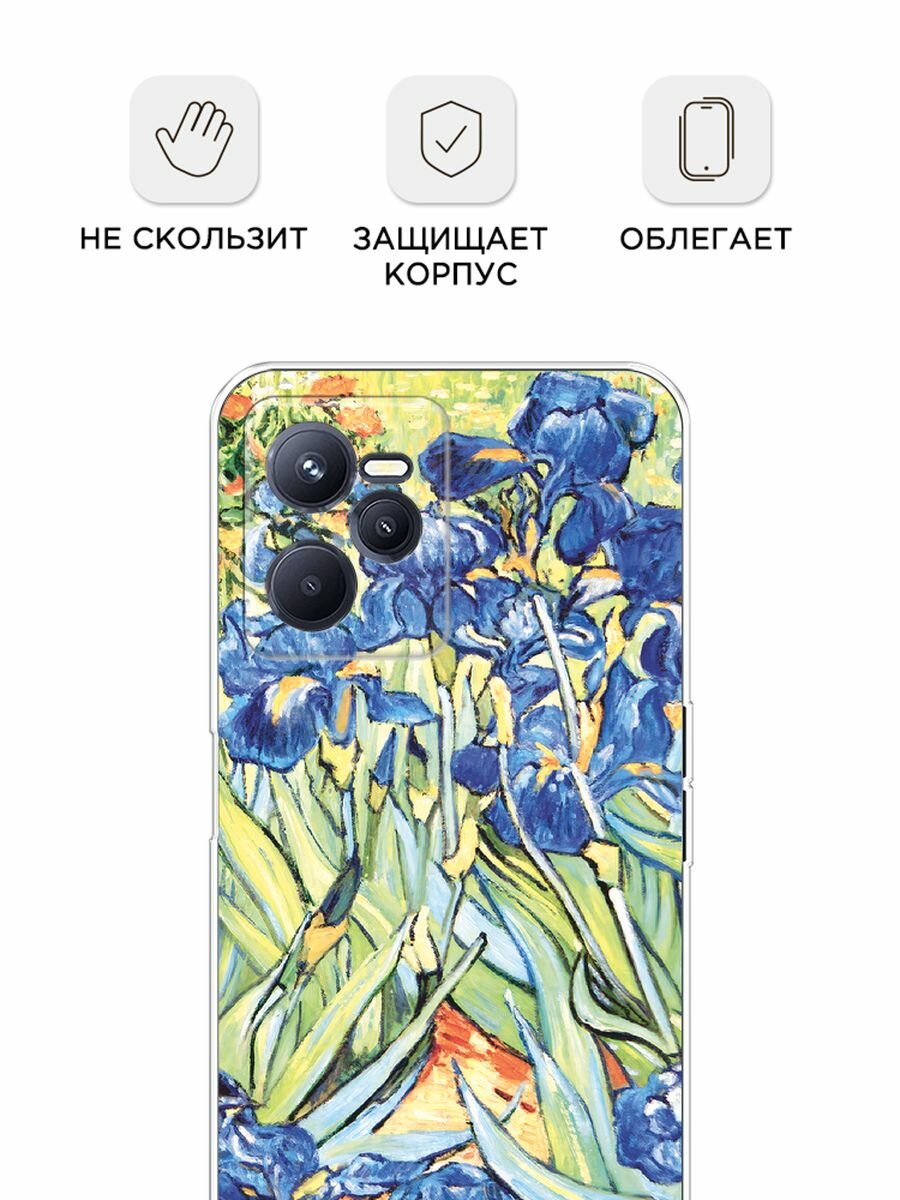 Силиконовый чехол на Realme C35 / Реалми C35 с принтом "Ирисы Ван Гог" — фото 1