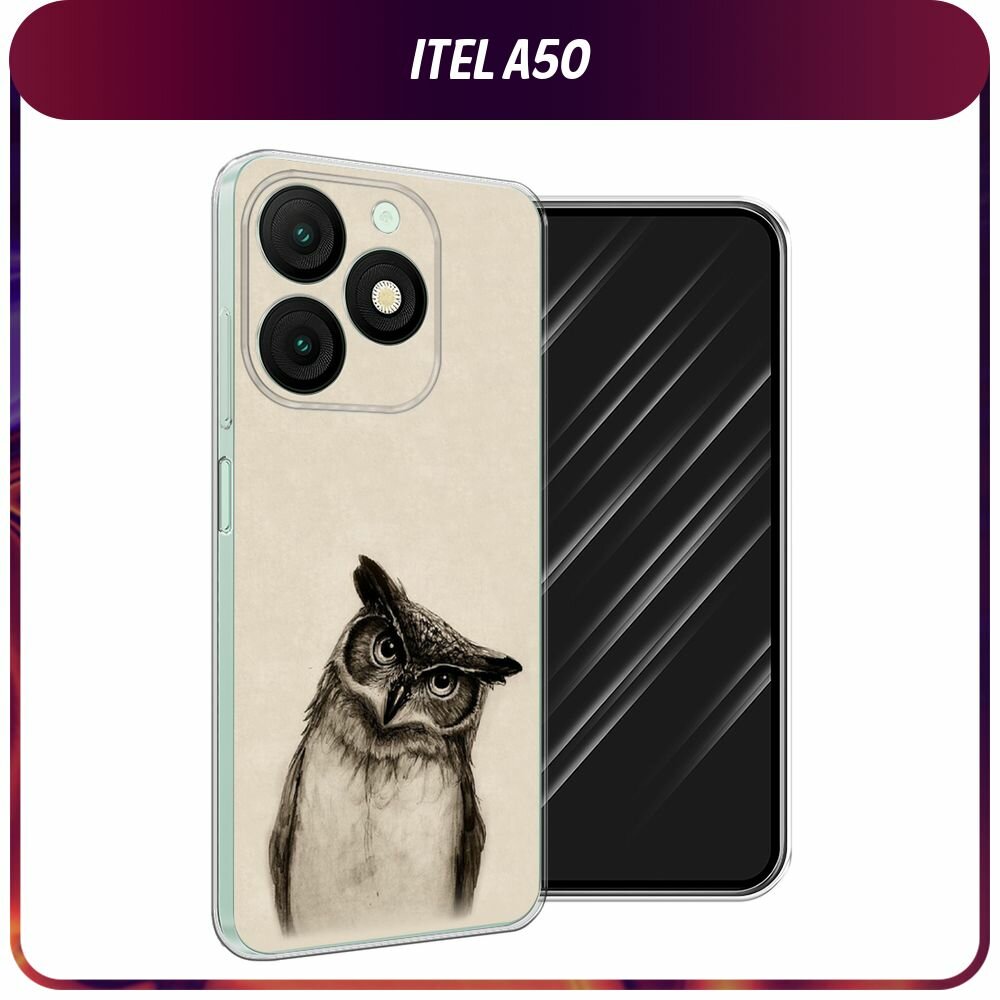 Силиконовый чехол на Itel A50 / Ител А50 с принтом Сова