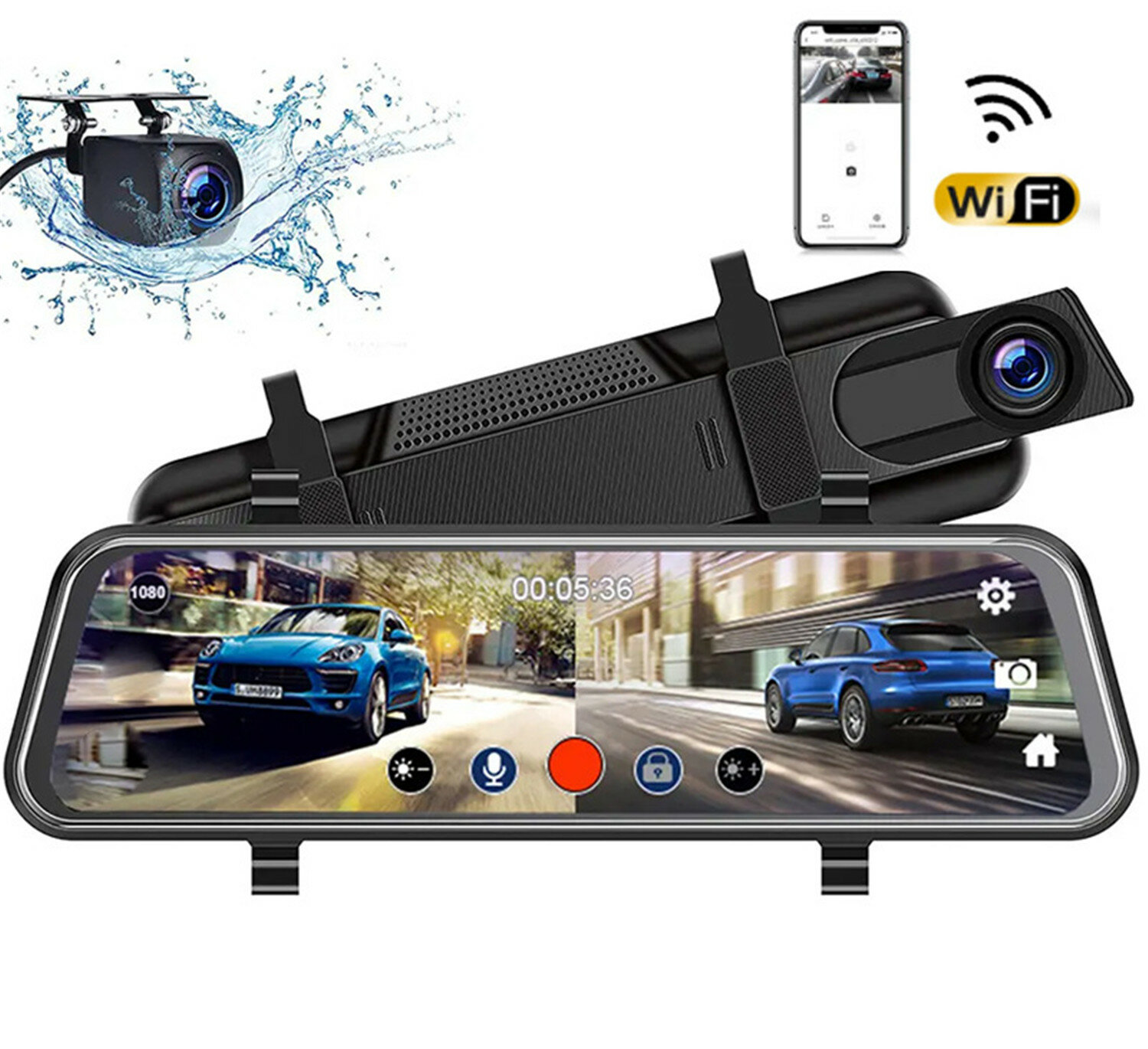 2048P DVR камера для автомобиля Front & Rear Dual Camera Driving Recorder с 10-дюймовым сенсорным экраном 170° широким углом обзора поддержка чёткой ночной съёмки Parking Monitor Motion Detection Collision Locking циклическая запись Black ABS 2048P