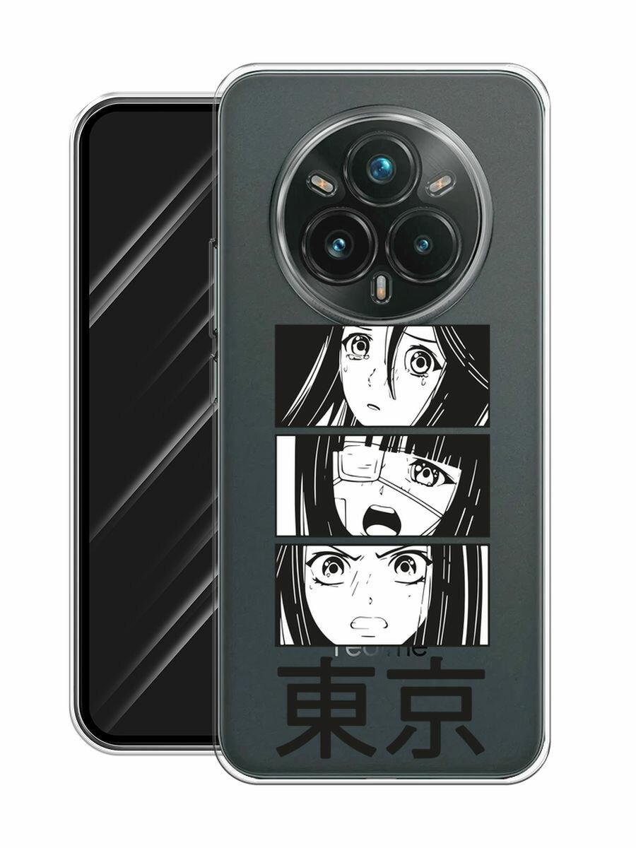 Чехол на Realme 14 Pro / Реалми 14 Про с принтом "Tokyo girls", прозрачный — фото 1