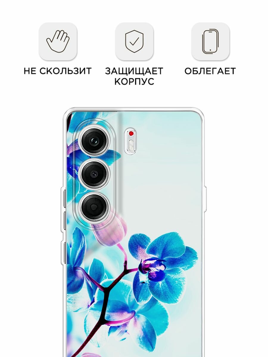 Чехол на Tecno Camon 40 Pro / Текно Камон 40 Про с принтом "Голубая орхидея" — фото 1
