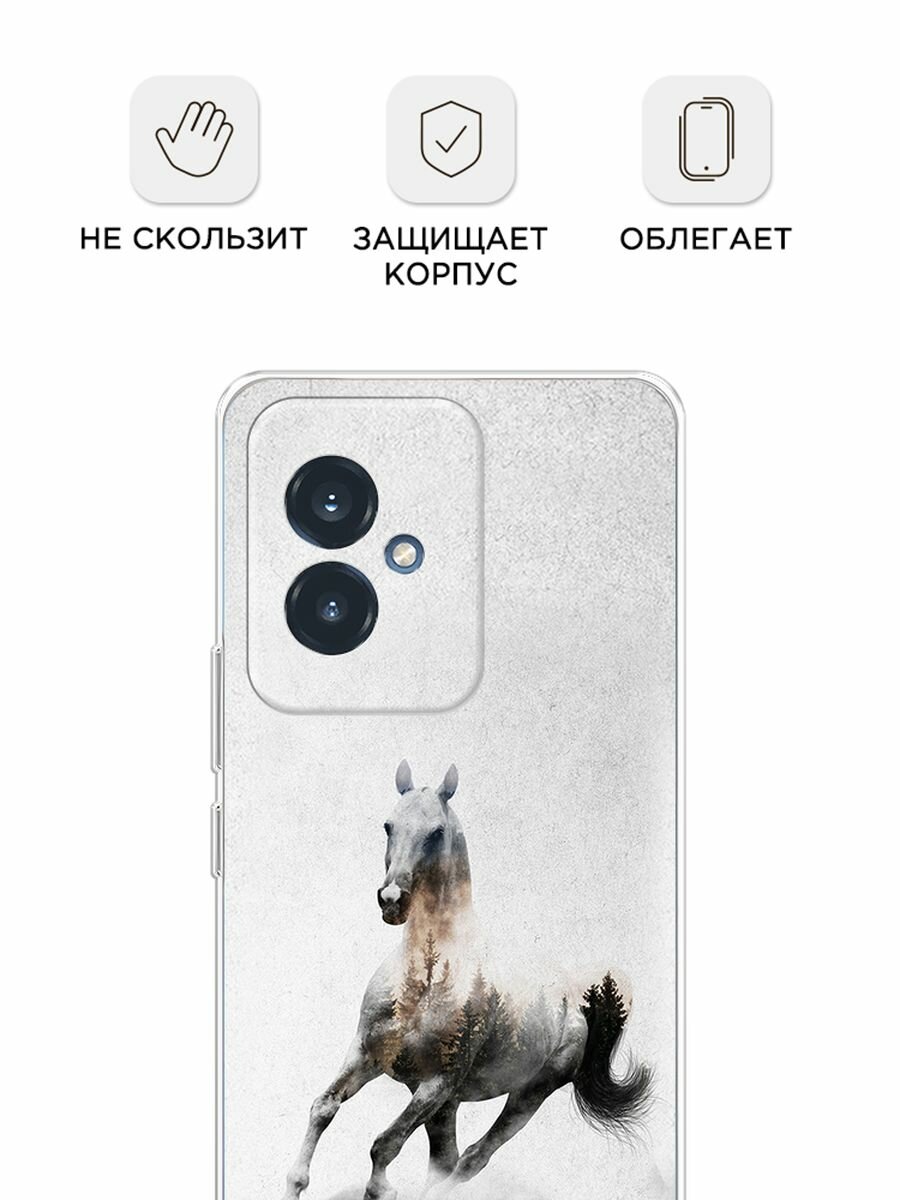 Силиконовый чехол на Honor 100 / Хонор 100 с принтом "Лошадь лес" — фото 1