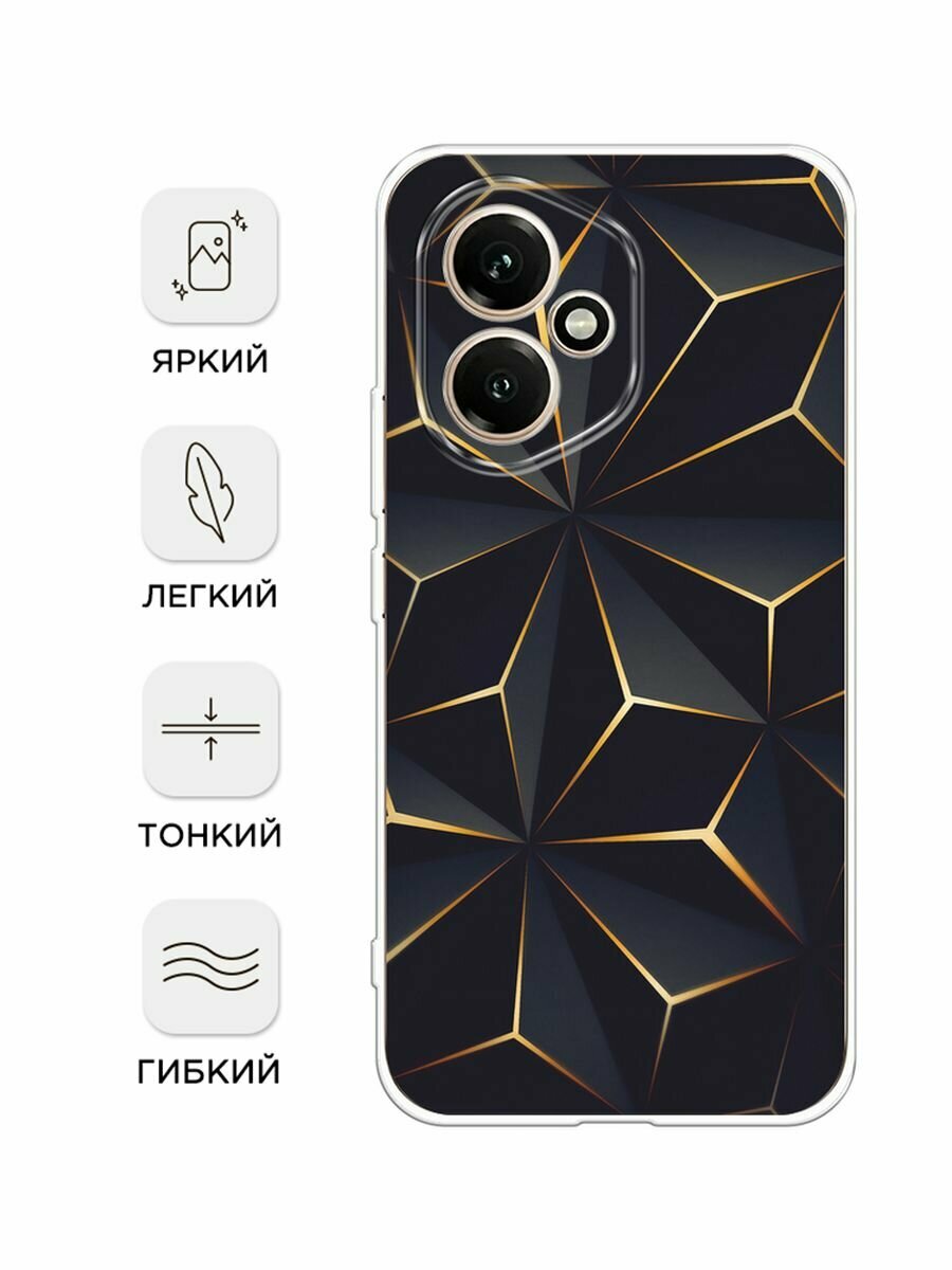 Силиконовый чехол на Honor 400 / Хонор 400 с принтом "Черные полигоны" — фото 1