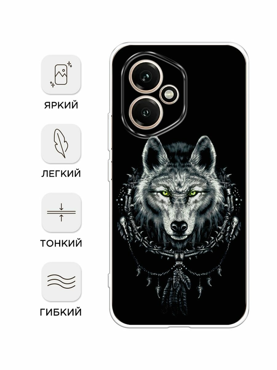 Силиконовый чехол на Honor 400 / Хонор 400 с принтом "Волк оберег" — фото 1