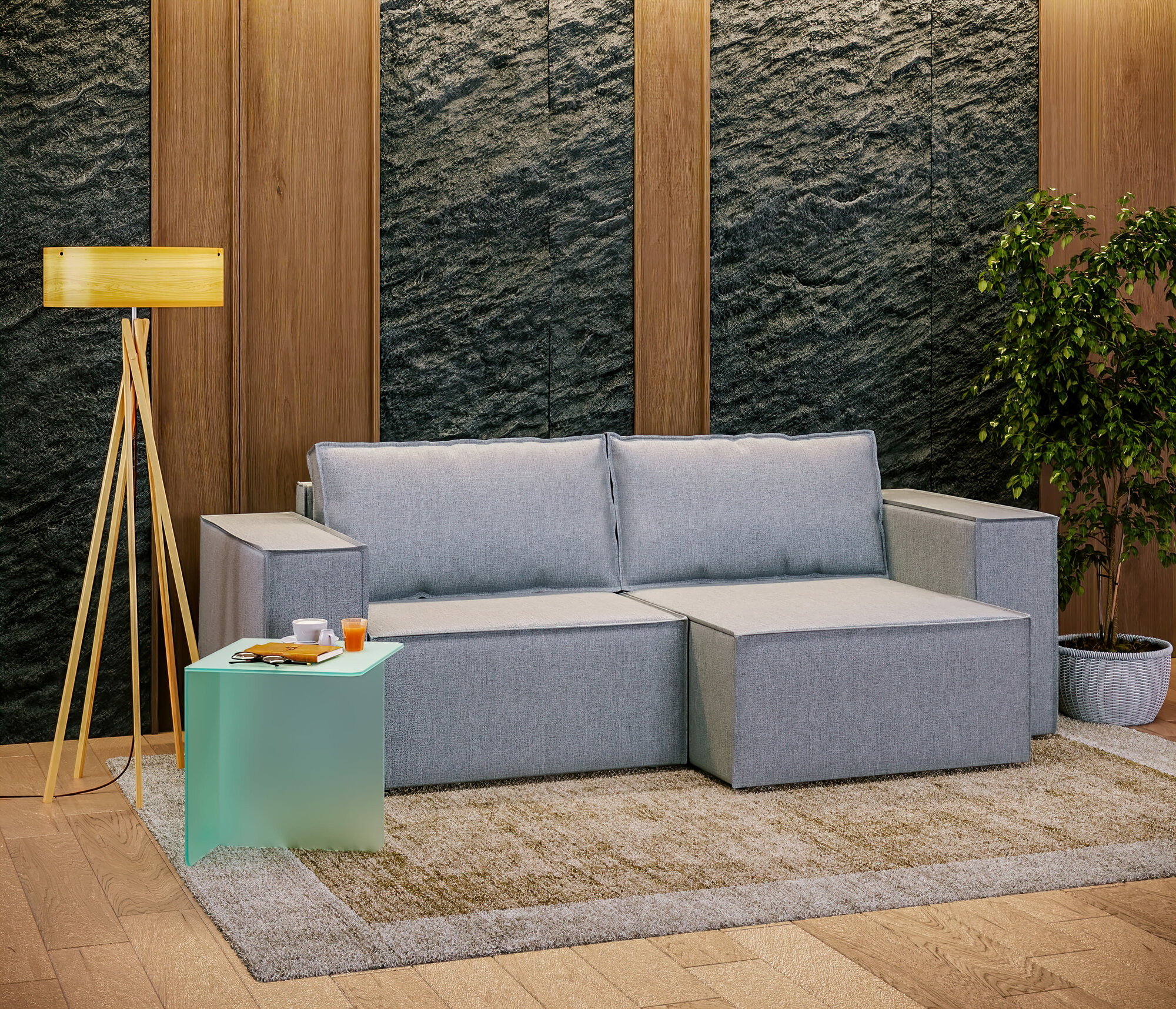 Угловой диван эбби, еврокнижка, рогожка саванна маус , ППУ