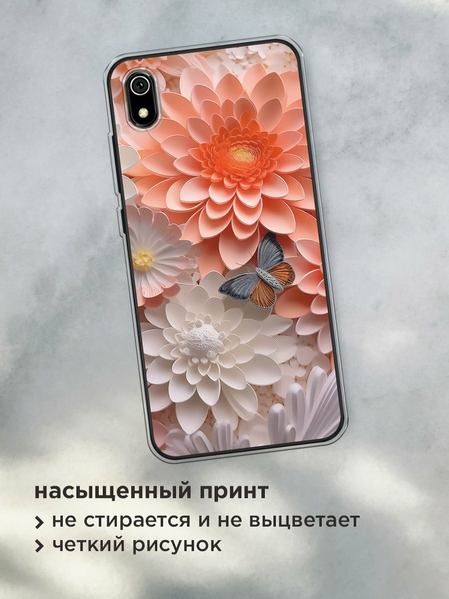 Чехол на Xiaomi Redmi 7A / Сяоми Редми 7А с принтом "Бумажные цветы" — фото 1