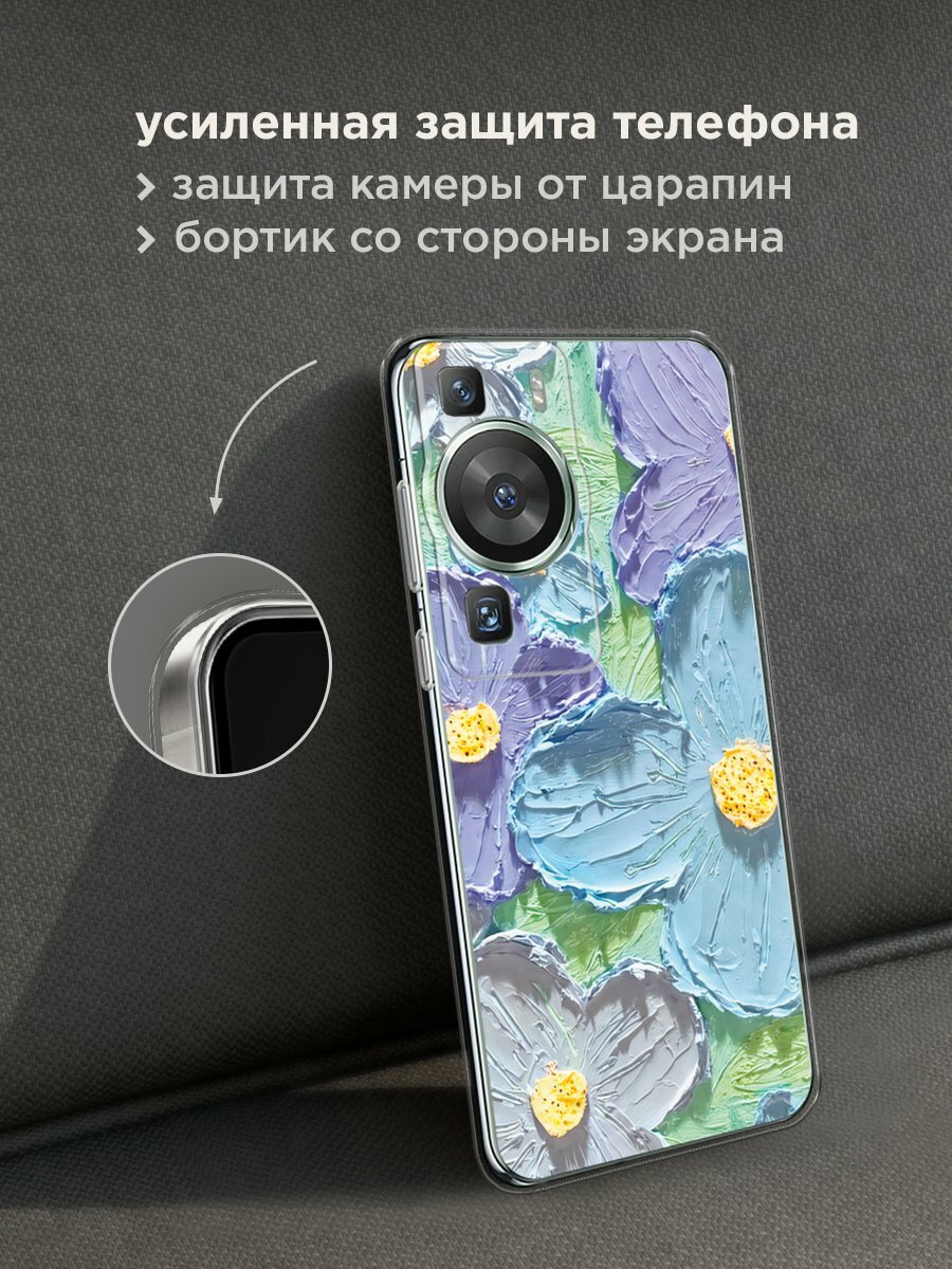 Чехол на Huawei P60/P60 Pro / Хуавей P60/P60 Про с принтом "Масляные цветы 2" — фото 1