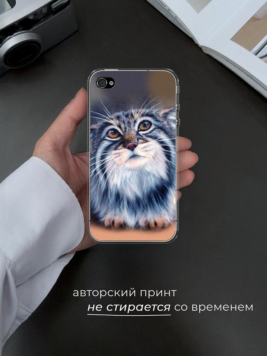 Чехол на Apple iPhone 4/4S / Айфон 4/4S с принтом "Кот манул 2" — фото 1
