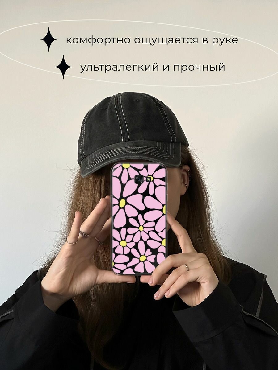 Чехол на Samsung Galaxy A7 2017 / Самсунг Галакси А7 2017 с принтом "Розовые лепестки 2", прозрачный — фото 1