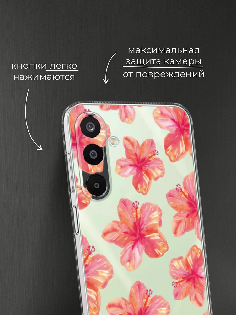 Чехол на Samsung Galaxy M16 / Самсунг Галакси М16 с принтом "Pink flowers" — фото 1