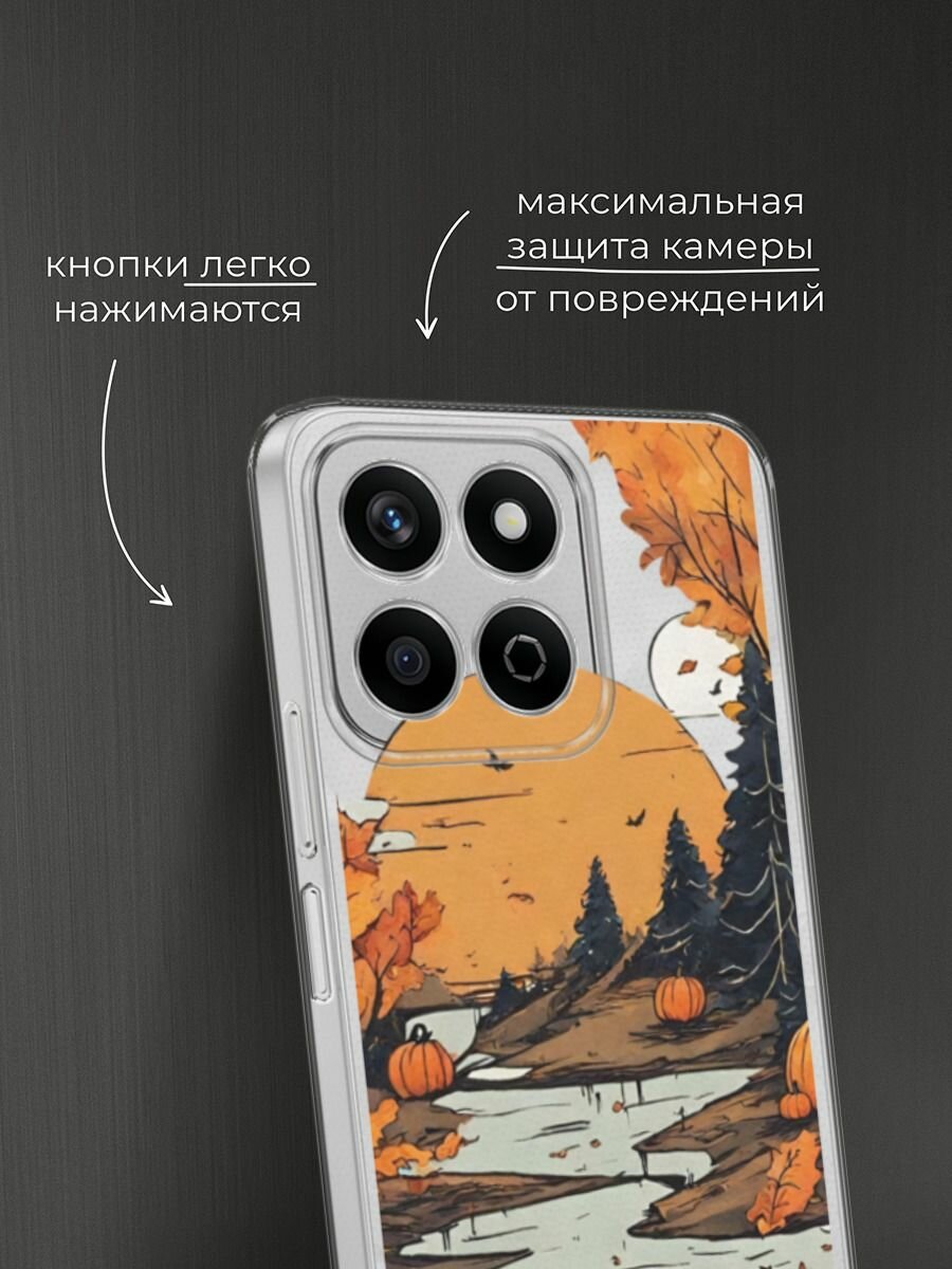 Чехол на Honor X7c / Хонор X7c с принтом "Осенний лесной уголок", прозрачный — фото 1