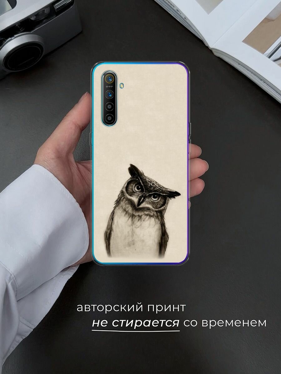 Силиконовый чехол на Realme XT / Реалми XT с принтом "Сова" — фото 1
