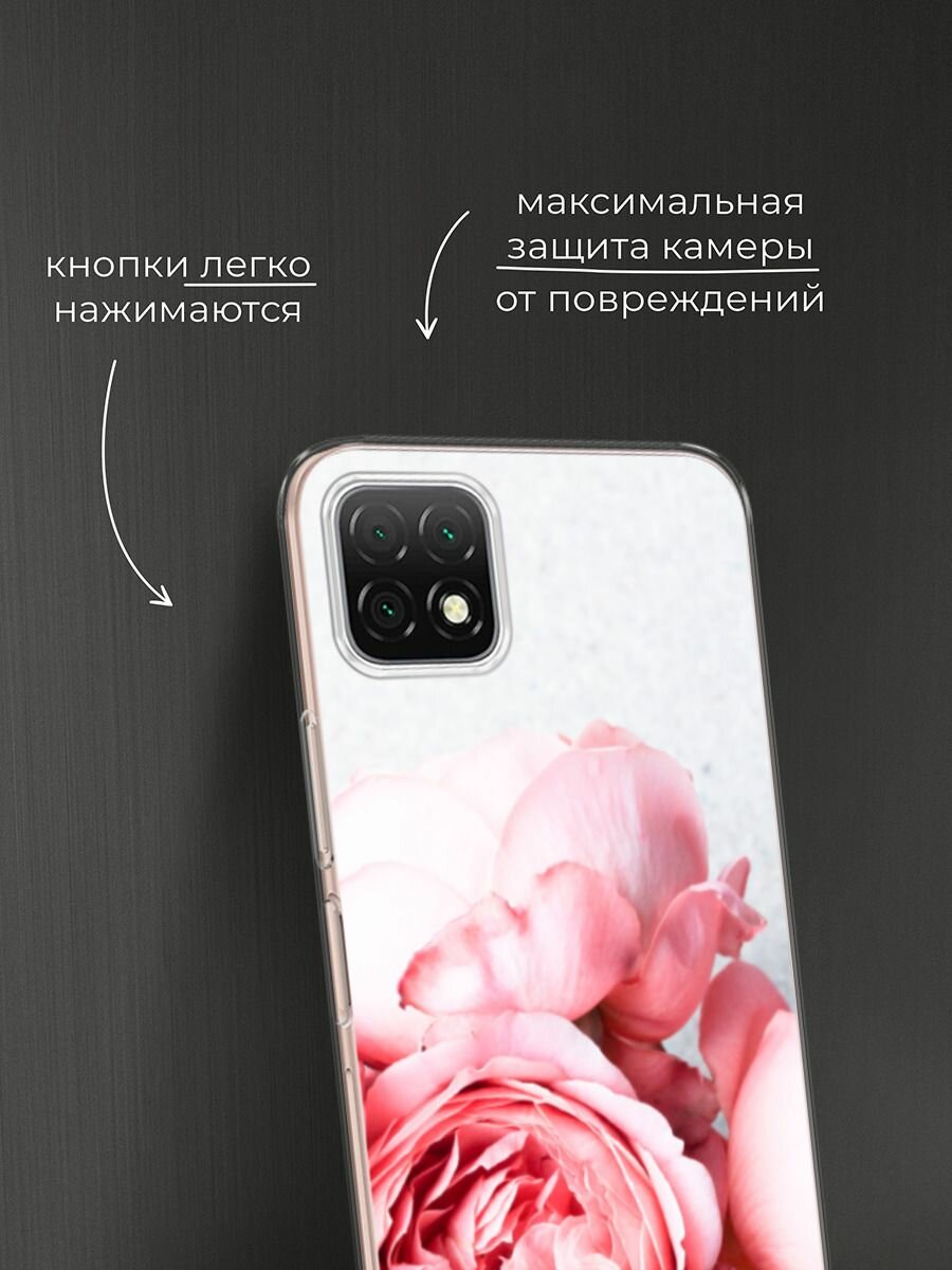 Силиконовый чехол на Wiko T3 / Вико Т3 с принтом "Пионы на белом" — фото 1