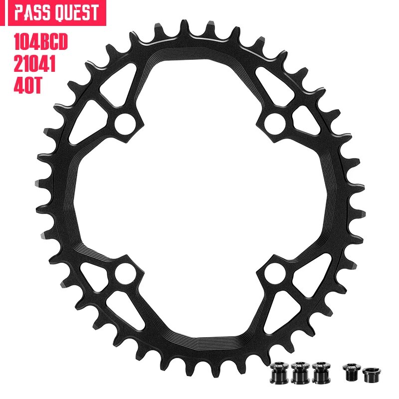 PASS QUEST Crown 104 Bcd Овальная звезда для XT780/610 SLX черный/красный 32T-48T Черный, Black 40T