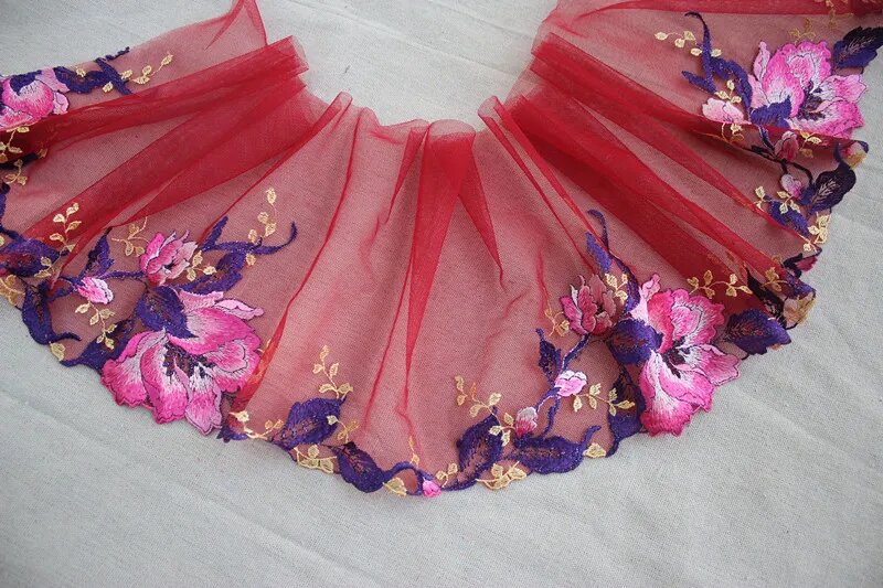 10 метров кружевная бейка в стиле ретро, темно-красная сетка с цветами, кружевная отделка, швейные принадлежности, поделки для детей, бюстгальтер, одежда, платье, костюм