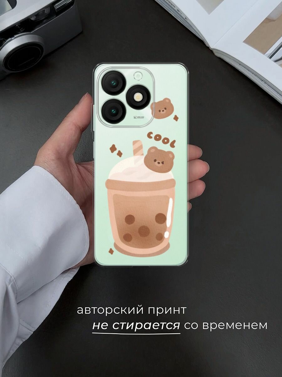 Силиконовый чехол на Itel A50 / Ител А50 с принтом "Кофе 2", прозрачный — фото 1