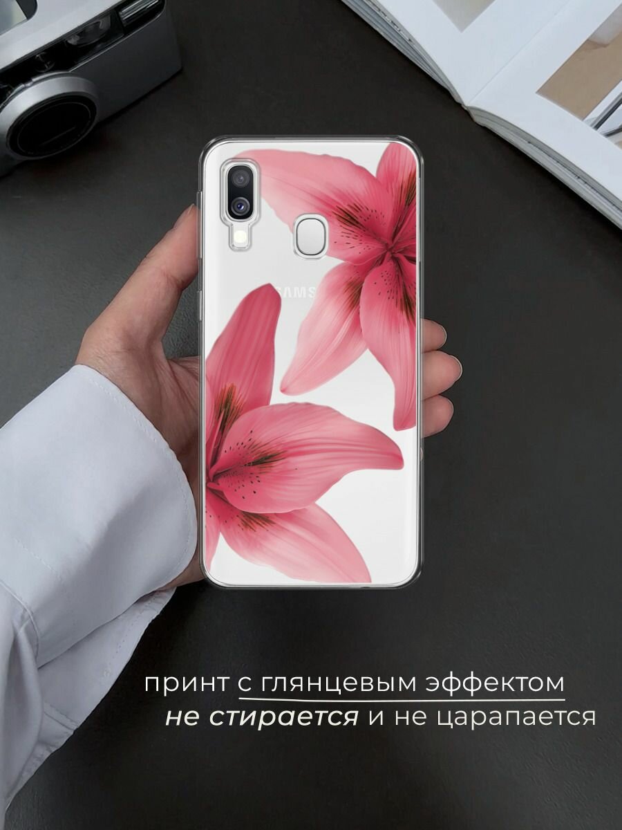 Чехол на Samsung Galaxy A40 / Самсунг Галакси А40 с принтом "Pink flower" — фото 1