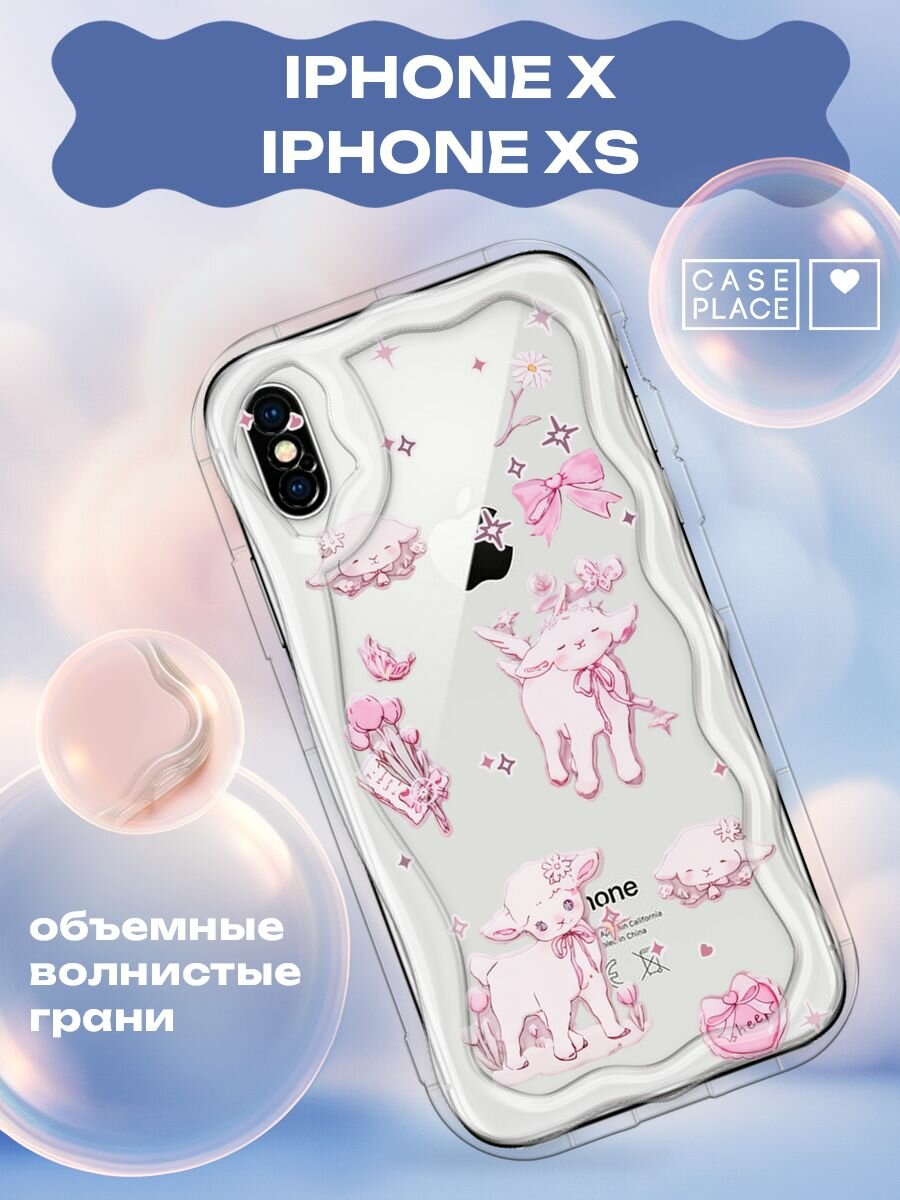 Чехол на Apple iPhone X/XS / Айфон 10/Айфон XS с принтом "Милые козочки"