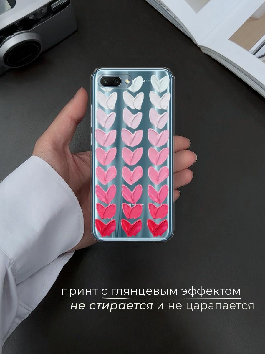 Чехол на Honor 10 / Хонор 10 с принтом "Градиент из сердечек" — фото 1