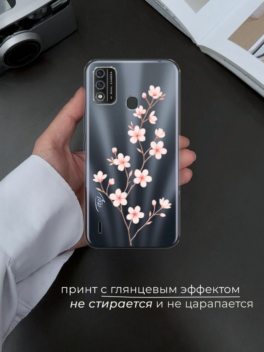 Чехол на Itel A48 / Ител А48 с принтом "Веточка сакуры 2" — фото 1