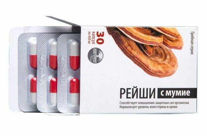 Биологически активная добавка Алфит Плюс рейши с мумиё, 30 капсул массой 450 мг