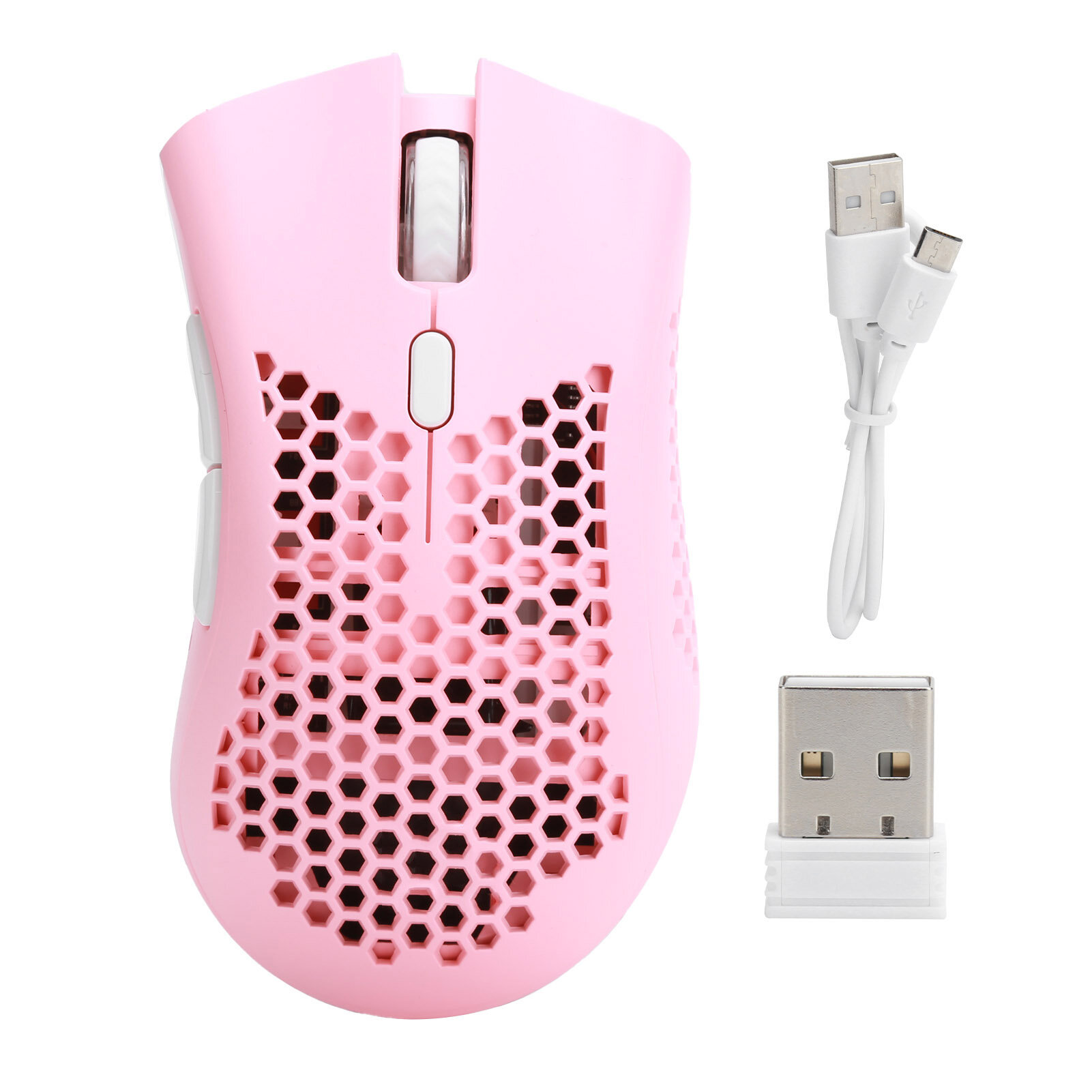 Мышь игровая rgb беспроводная перезаряжаемая с перфорацией 2 . 4 ггц bm600 розовая