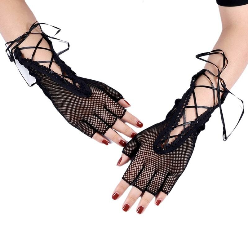 Кружевные ажурные перчатки на полпальца без пальцев