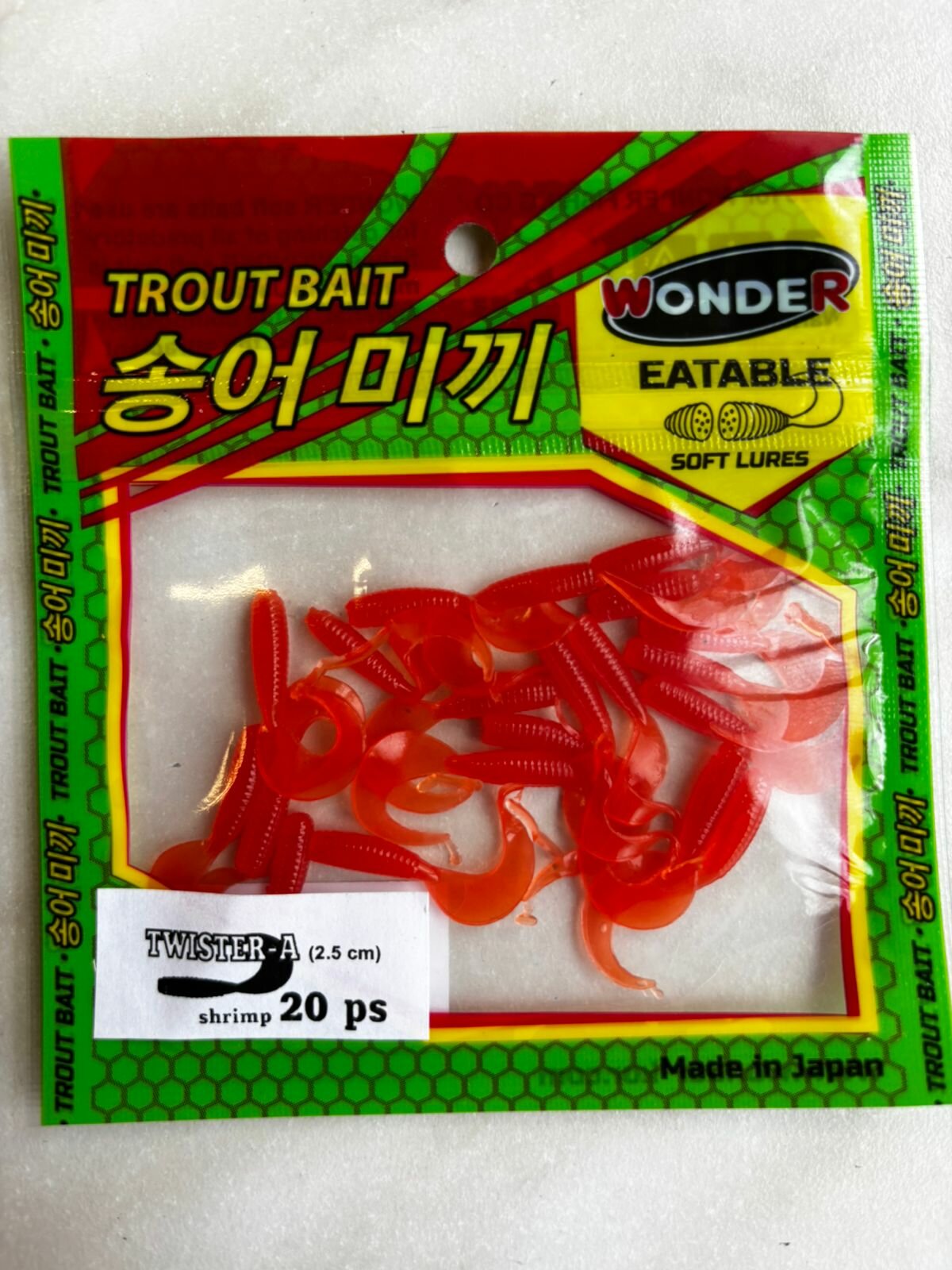 Силиконовая мягкая приманка Wonder Trout Bait Twister-A 2.5см. 20шт. №012 форелевая