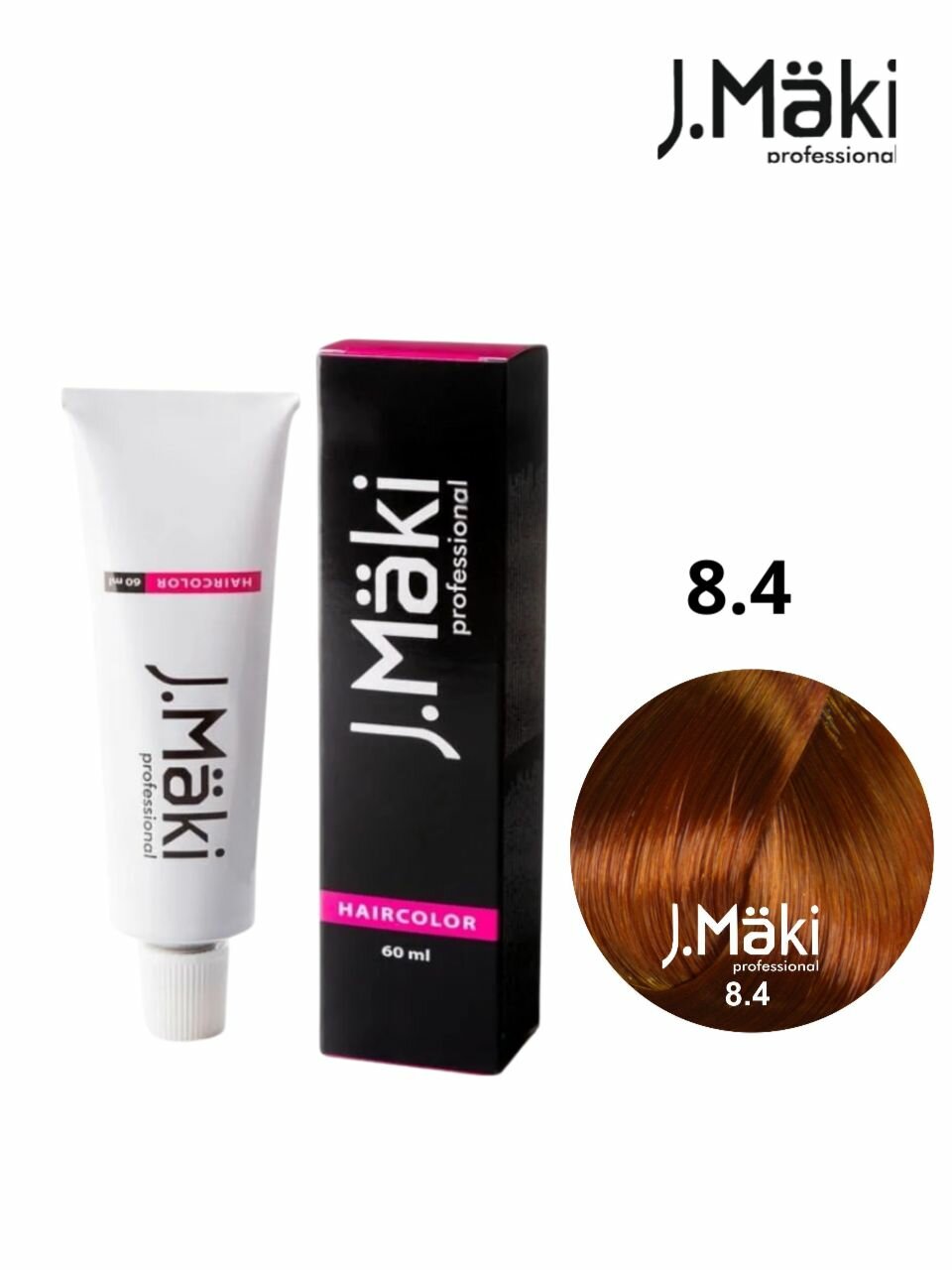 J.Maki 8.4 Медный светлый ; cтойкая краска для волос 60 мл