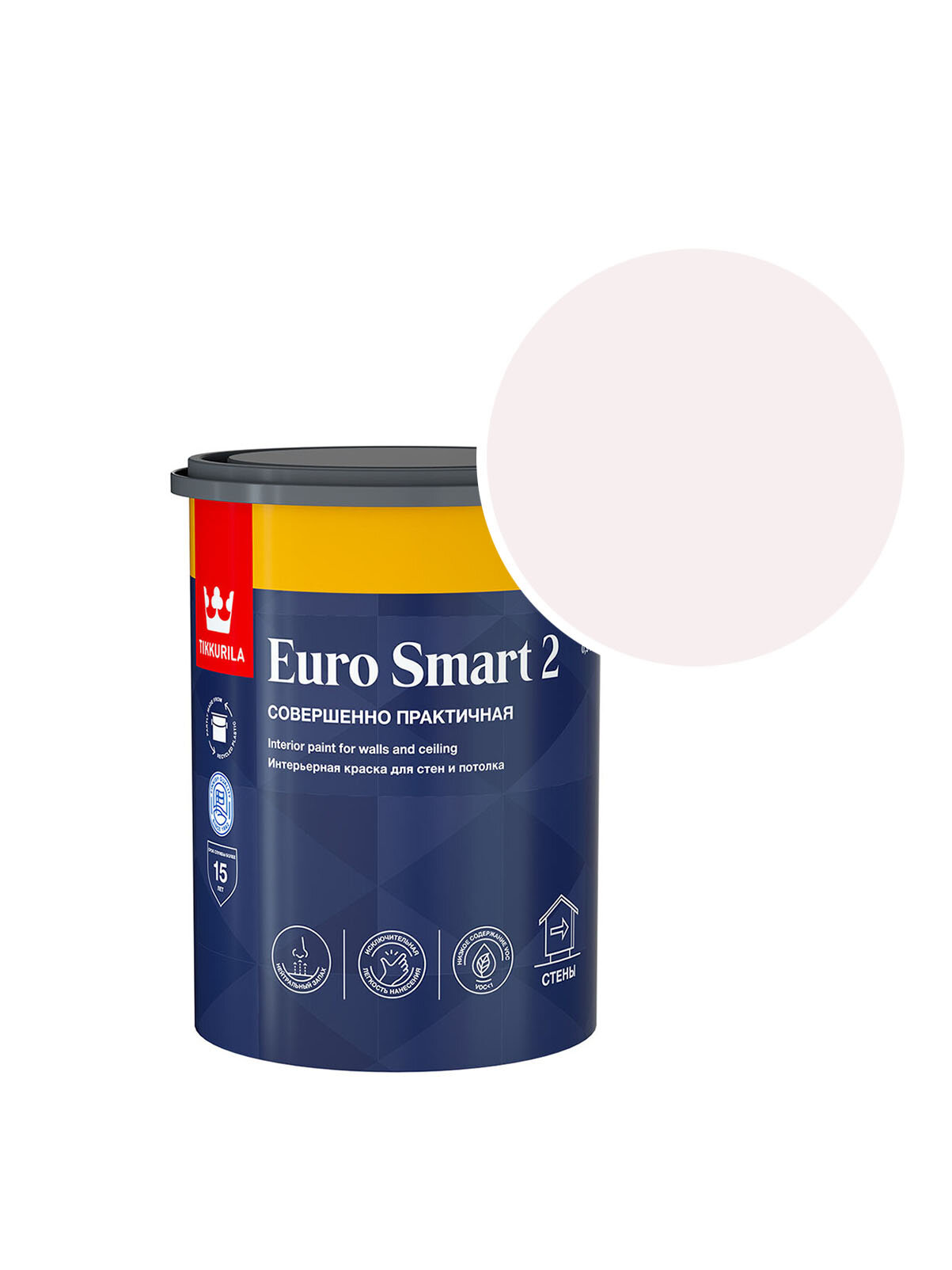 Краска интерьерная Tikkurila Euro Smart 2 RAL 9010 (Белый - Pure white) 0,9 л