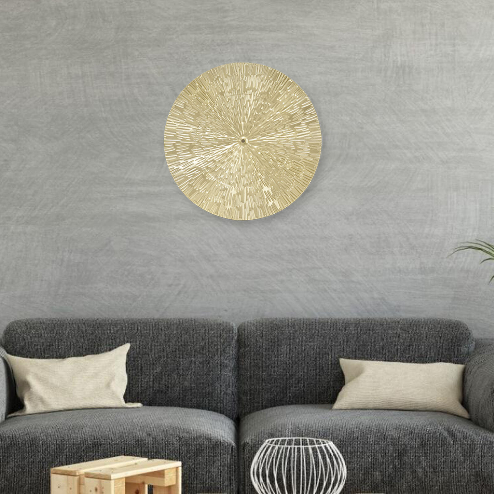 Круглый настенный художественный декор, элегантный стиль, железный материал, 24,5 см/9,6 дюйма, нежная текстура, внешний вид, золотой неправильный круг