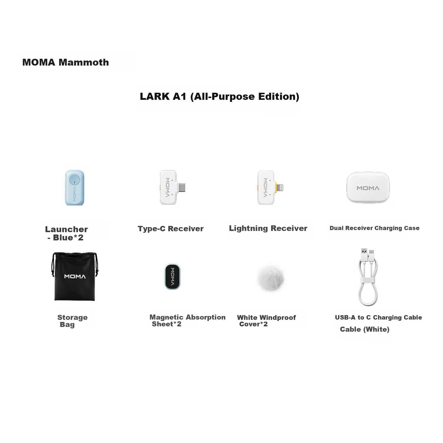 MOMA LARK A1 беспроводной лавалерный микрофон, запись 24 бит/48 кГц, прямое подключение для мобильного стриминга